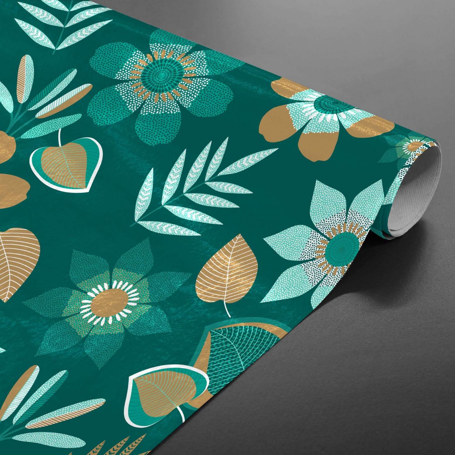 Toile cirée au mètre - Largeur 140 cm - Fleurs et feuilles